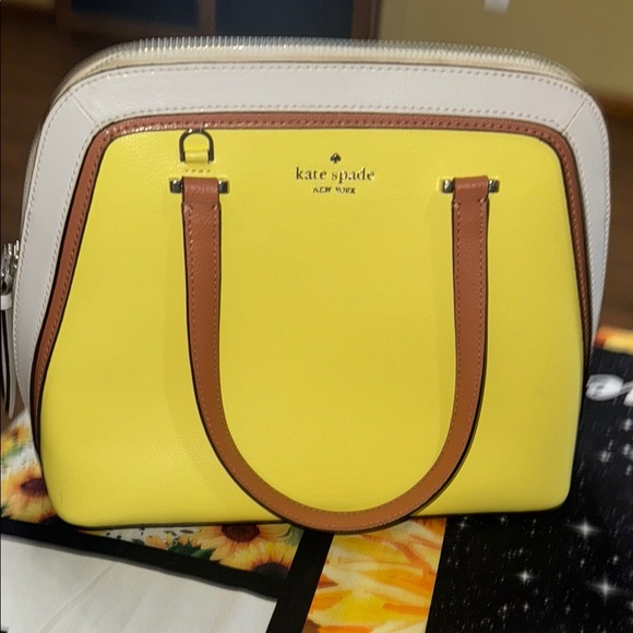 kate spade | Bags | Kate Spade Yellow And Cream Womens Satchel Handbag ...